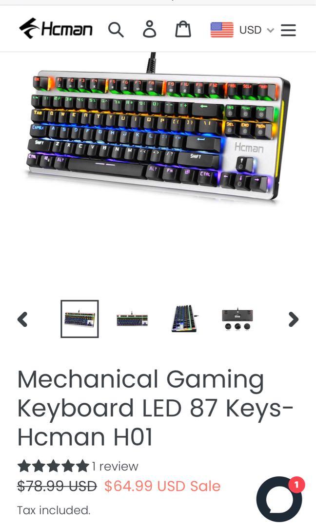 {26} Hcman H01 - Mechanical Gaming Keyboard LED 87 Keys, Computers ...