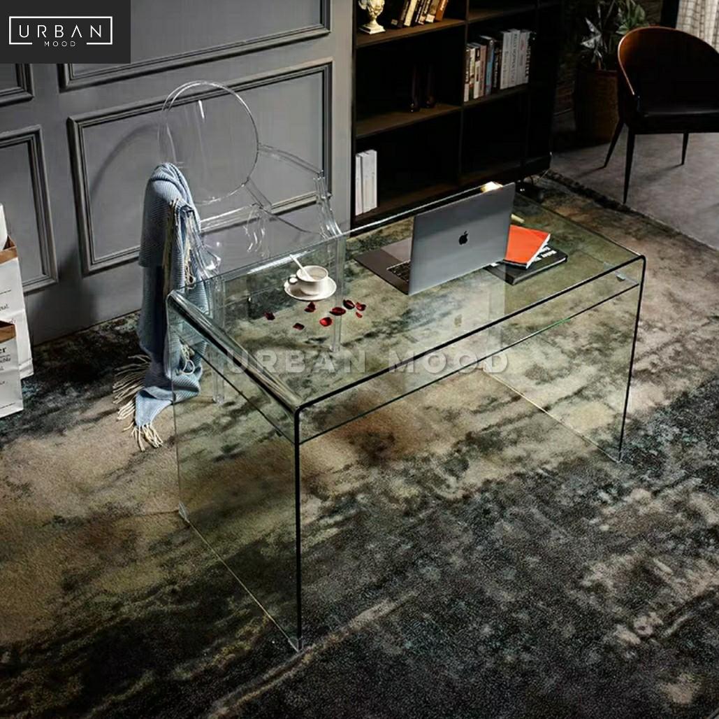 LUCENT Minimalist Glass Work Table, Furniture & Home Living, Furniture ...