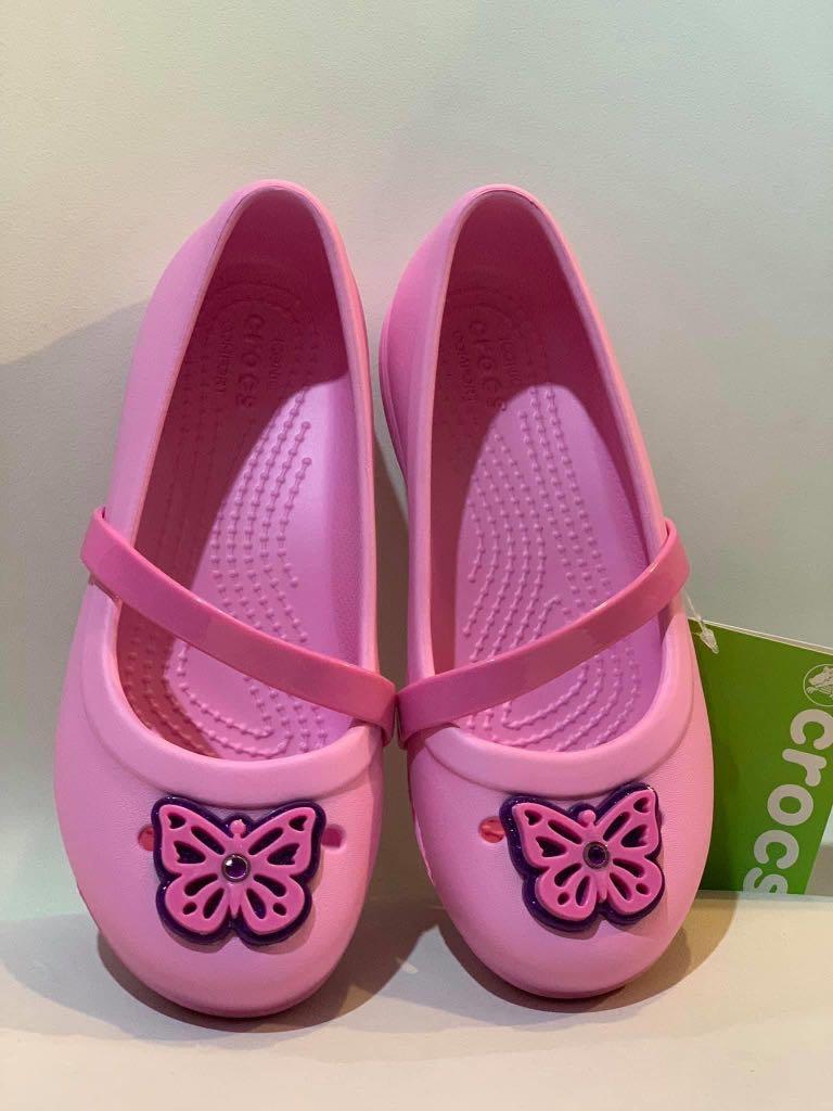 Crocs Lina Flat - Carnation c13, Babies & Kids, Babies & Kids Fashion ...