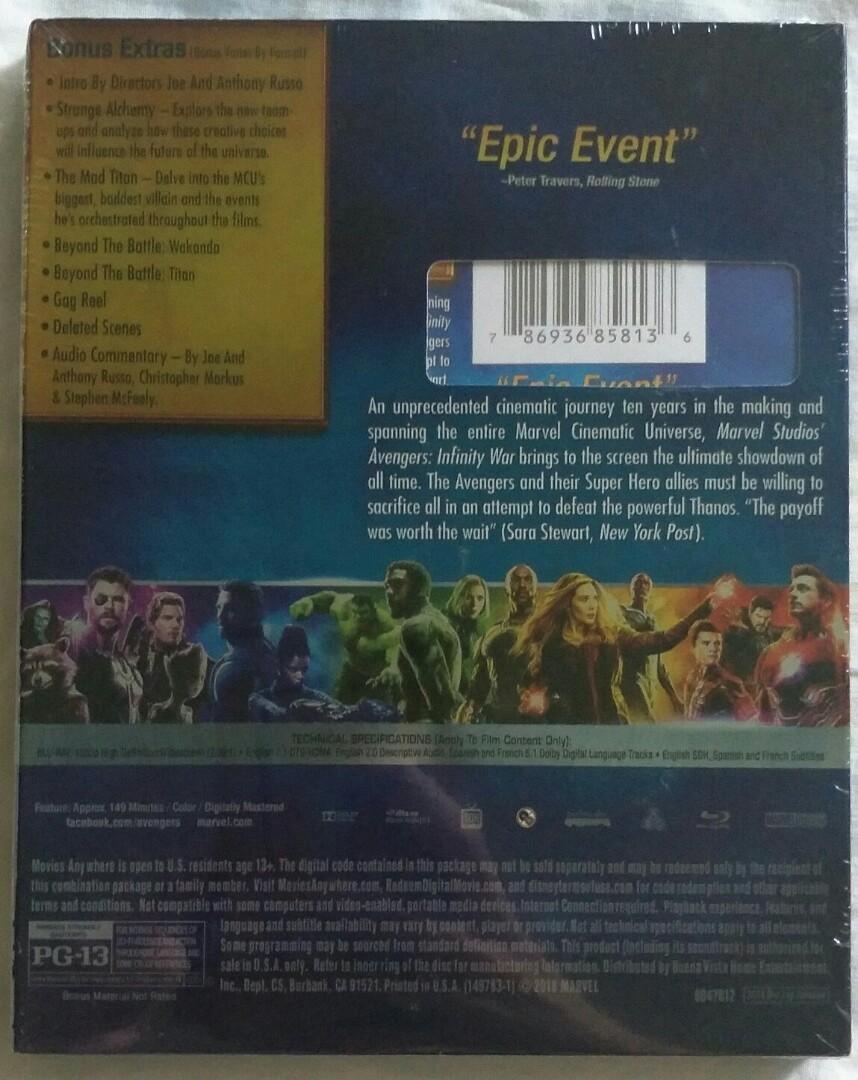 [Music Empire] Marvel Avengers: Infinity War Blu-Ray, Music & Media ...