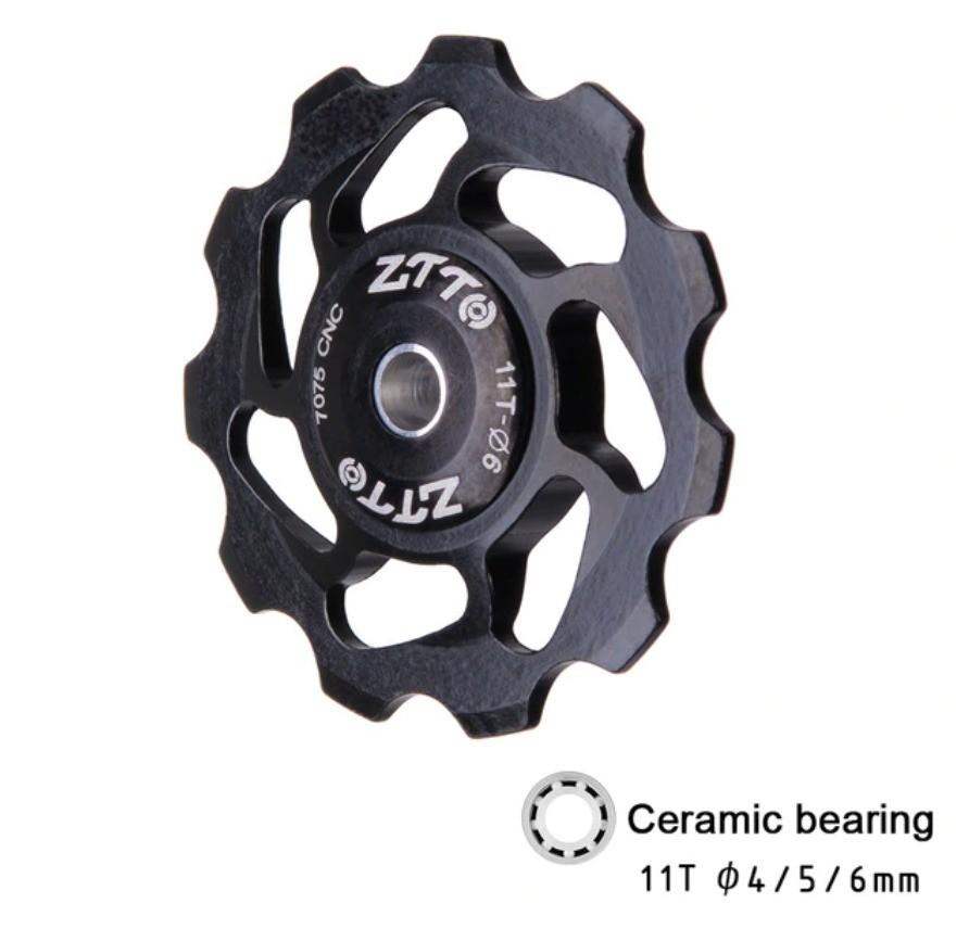 11T MTB Bicycle Rear Derailleur Jockey Wheel Ceramic bearing Pulley AL7075 CNC Road Bike Guide ...