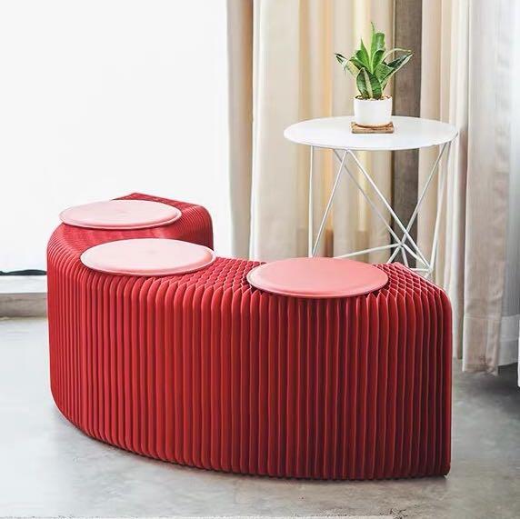 Bench Foldable 3 seater “Accordion” craft paper bench H42cm chair ...