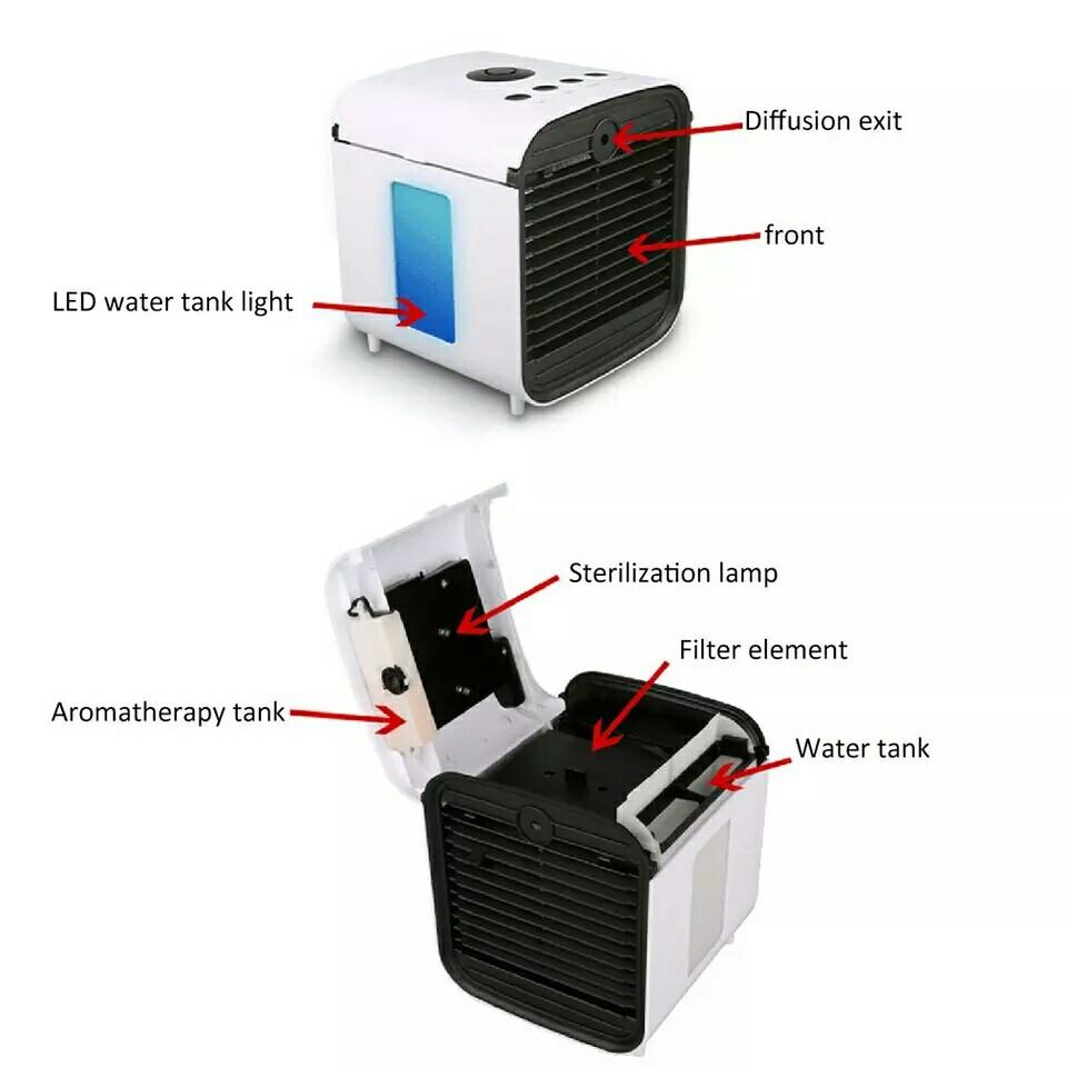 CHILLY AIR Mini Air Conditioner Personal Space Air Cooler Mist Fan With ...