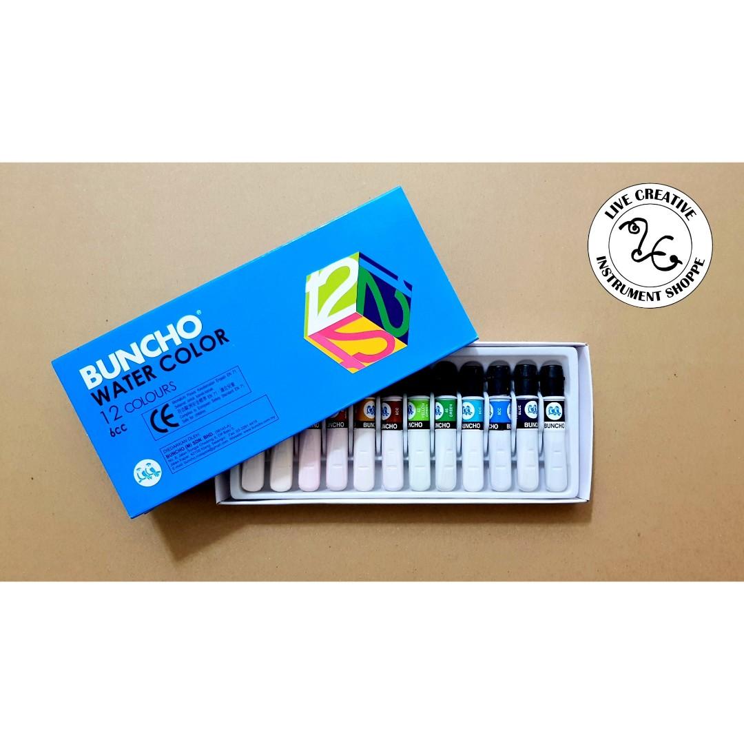 BUNCHO Watercolour - 12 Colours 6CC, Hobbies & Toys, Stationery & Craft ...