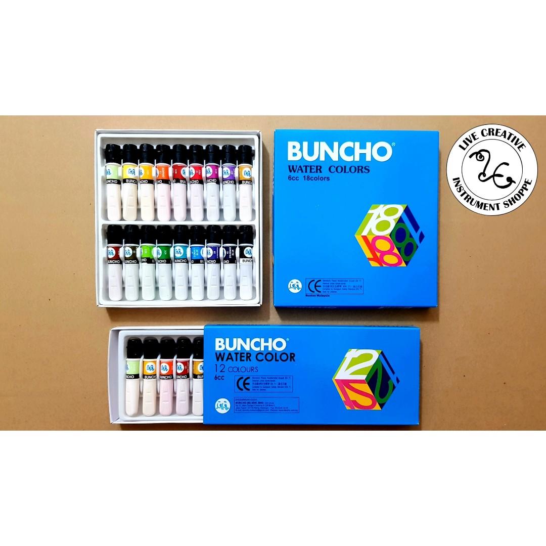 BUNCHO Watercolour - 12 Colours 6CC, Hobbies & Toys, Stationery & Craft ...