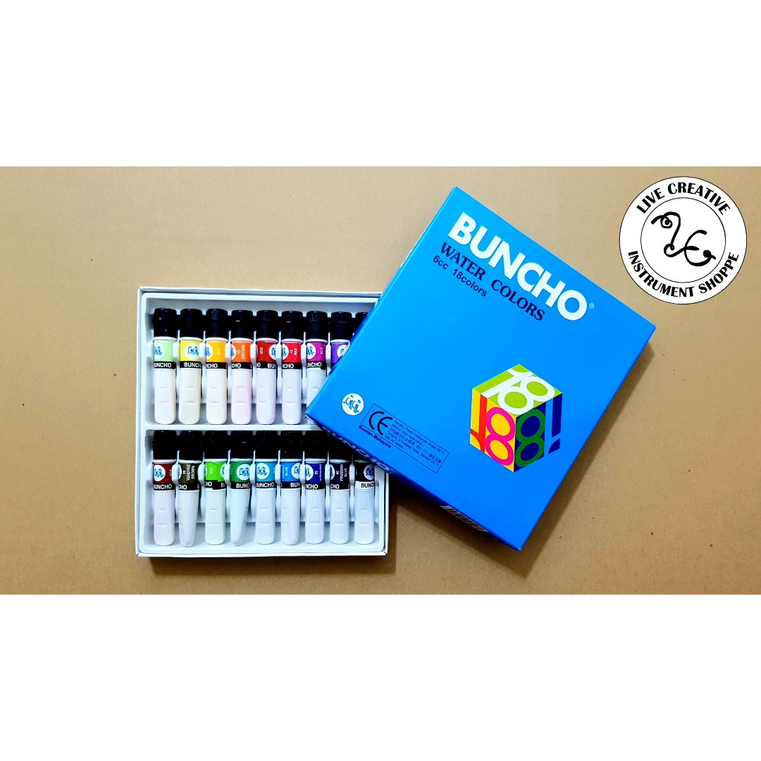 BUNCHO Watercolour - 18 Colours 6CC, Hobbies & Toys, Stationery & Craft ...