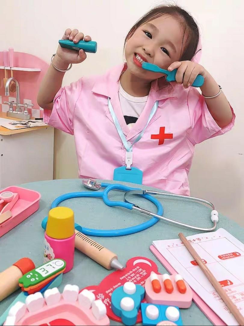 Doctor Nurse Make Believe Wooden Toy Kit Set, Hobbies & Toys, Toys ...