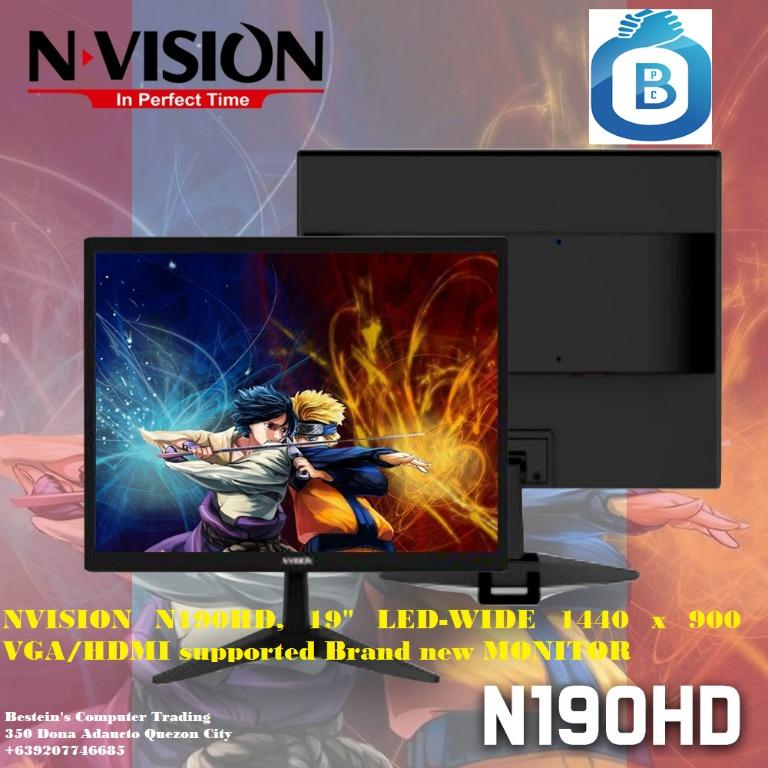 NVISION N190HD, 19" LED-WIDE 1440 X 900 VGA/HDMI supported MONITOR ...