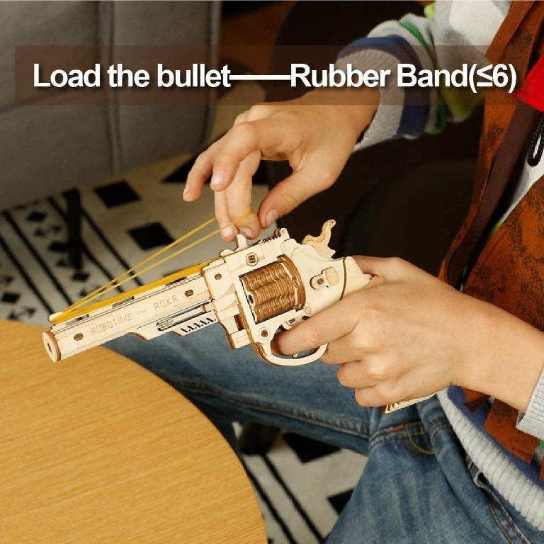 Robotime 3D Wooden DIY Toy Gun Rubber Band Gun, Hobbies & Toys ...