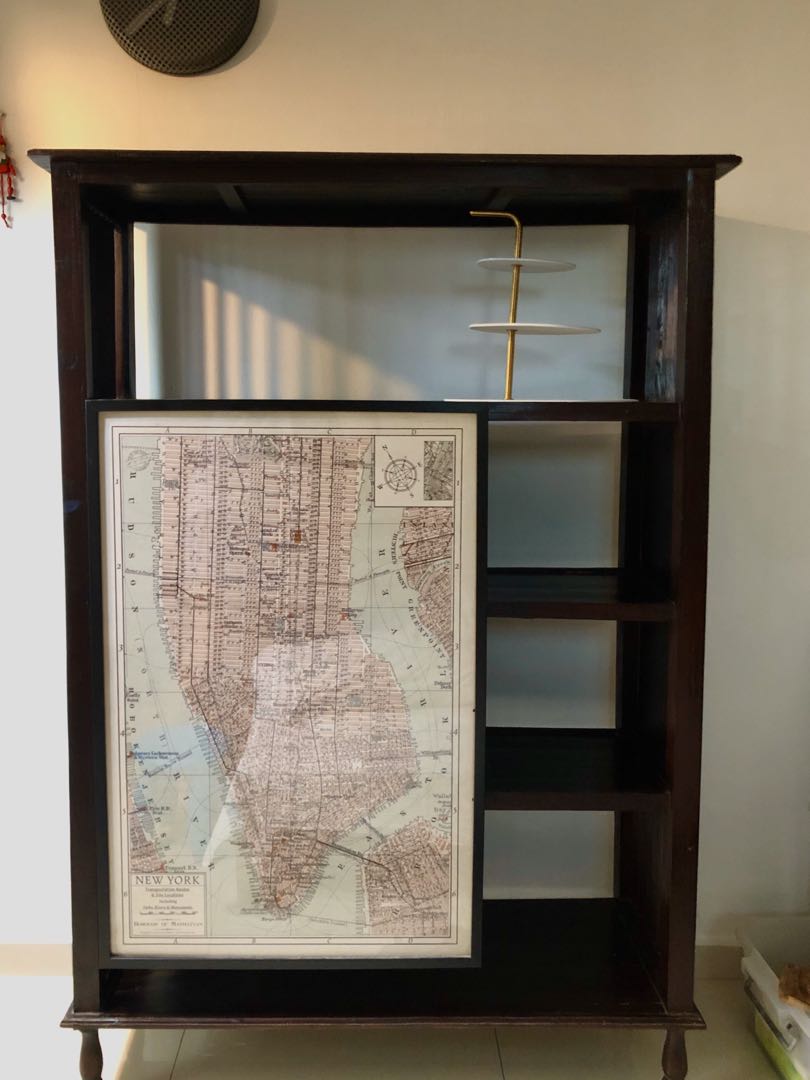 Solid wood shelf with map, Furniture & Home Living, Furniture, Shelves ...