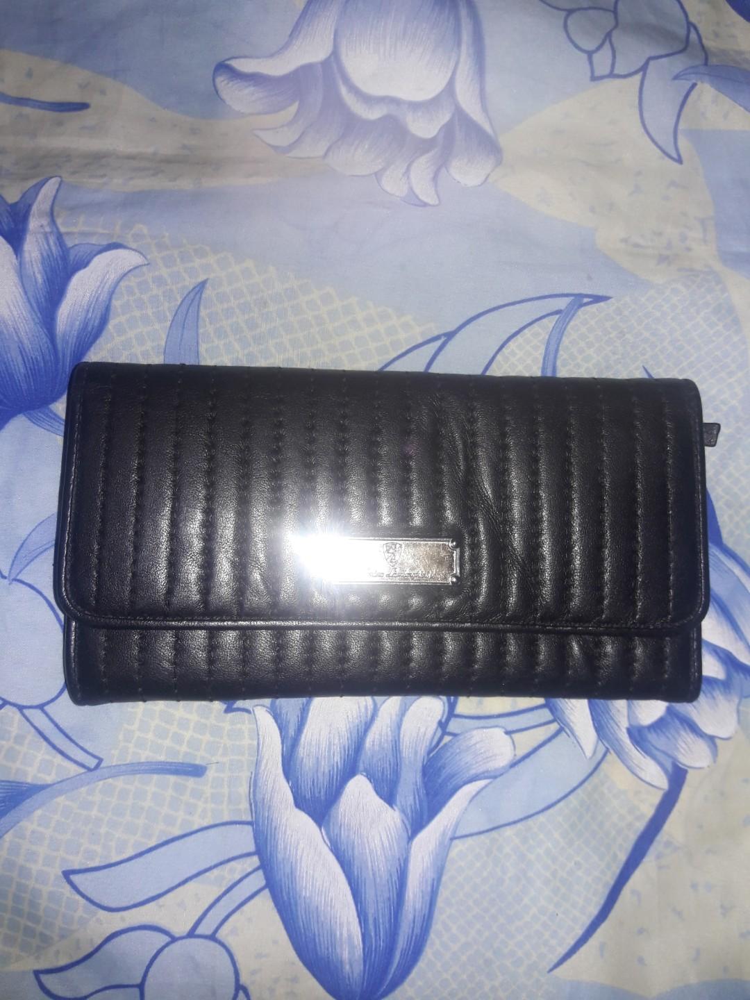 TORRINO LAMBORGHINI black leather long wallet, Women's Fashion, Bags ...