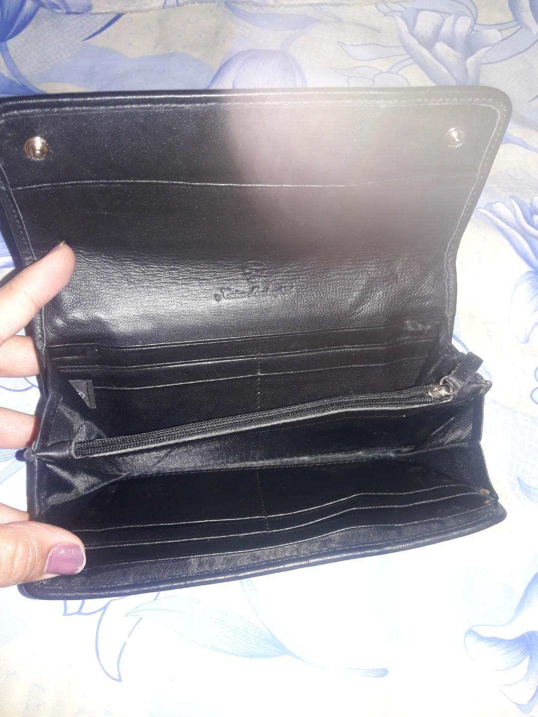 TORRINO LAMBORGHINI black leather long wallet, Women's Fashion, Bags ...