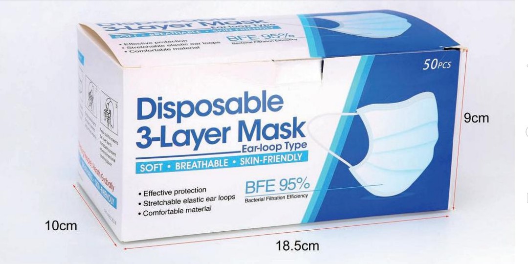 3 PLY EAR LOOP MASK, Health & Nutrition, Face Masks & Face Shields on ...