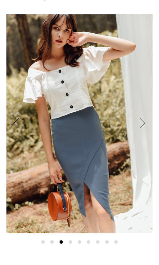 Cheyenne Skirt in Ash Blue, Women's Fashion, Bottoms, Skirts on Carousell