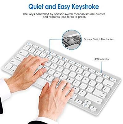 JETech 2156 Universal Bluetooth Wireless Keyboard, White, Computers ...