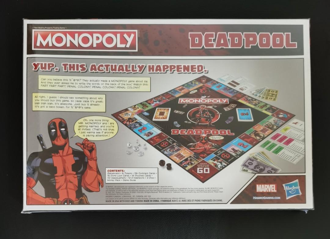 Monopoly Deadpool edition Board Game, Hobbies & Toys, Toys & Games on ...