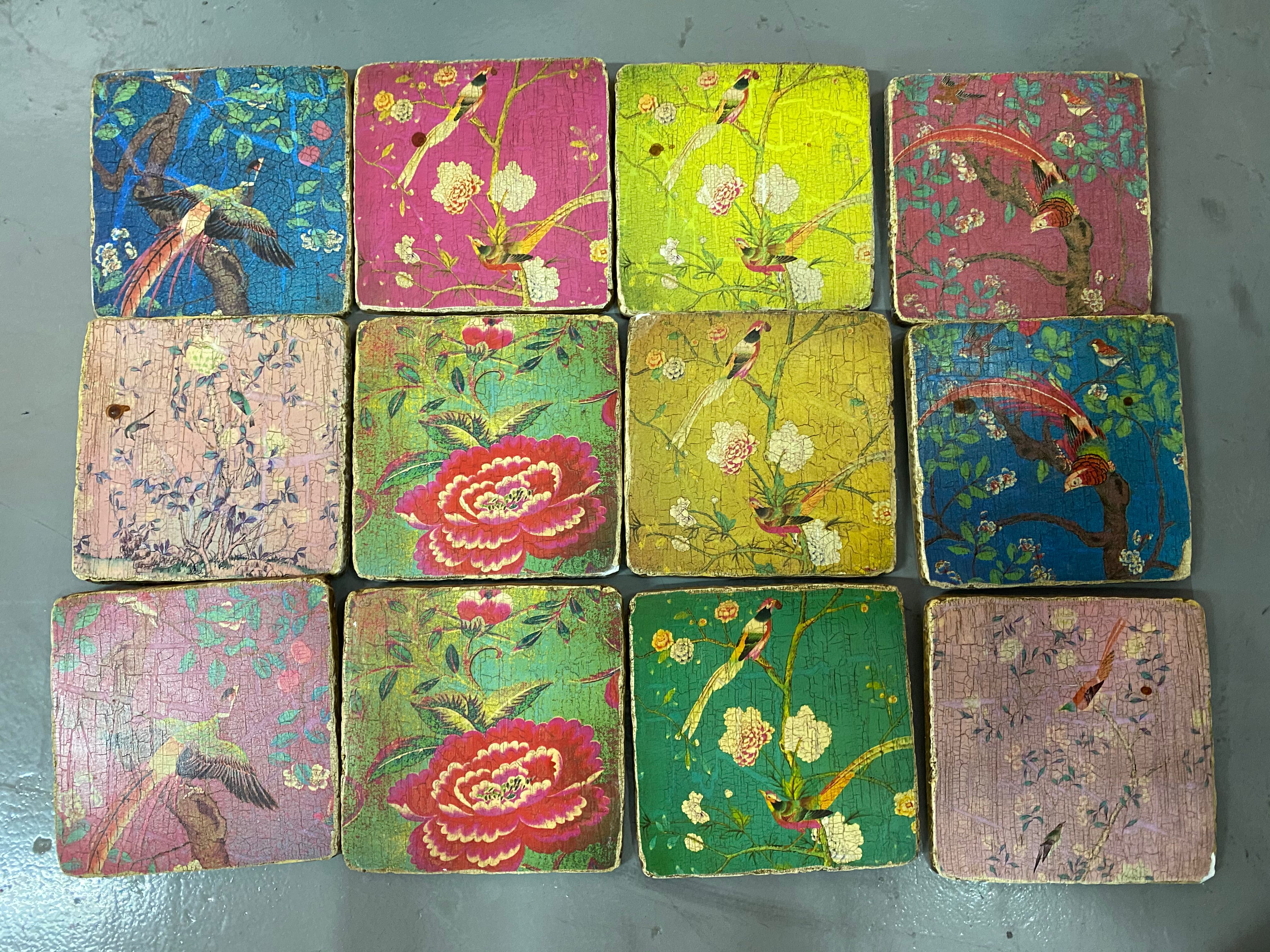 Anna Chandler Peony Wall Plaque Tiles, Furniture & Home Living, Home ...