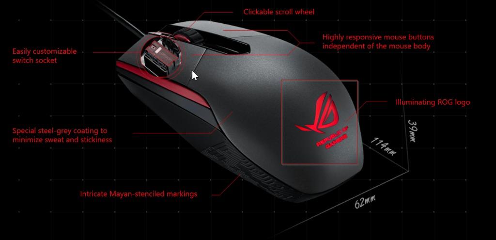 ASUS ROG SICA P301 gamers mouse, Computers & Tech, Parts & Accessories ...