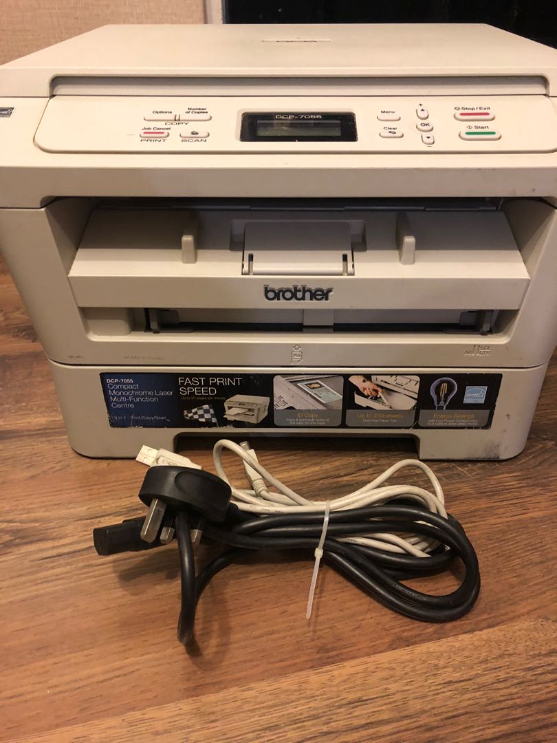 Brother DCP-7055 Compact Monochrome Laser All-In-One Printer, Computers ...