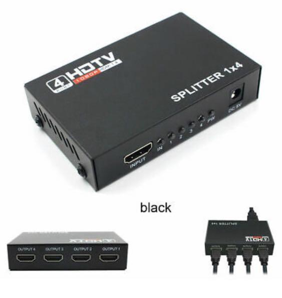 HDMI Splitter Amplifier 1 In 4 Out Duplicator Full HD 1080p 3D V1.4 ...