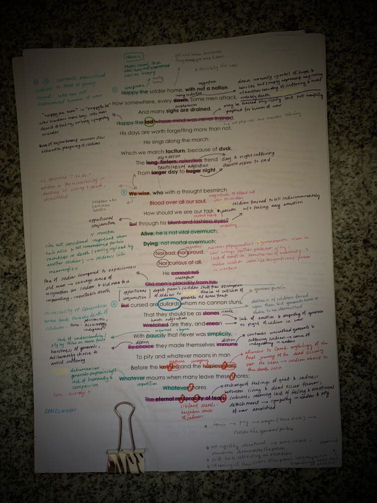Individual Oral Commentary notes - IOC; Wilfred Owen poems and Macbeth ...
