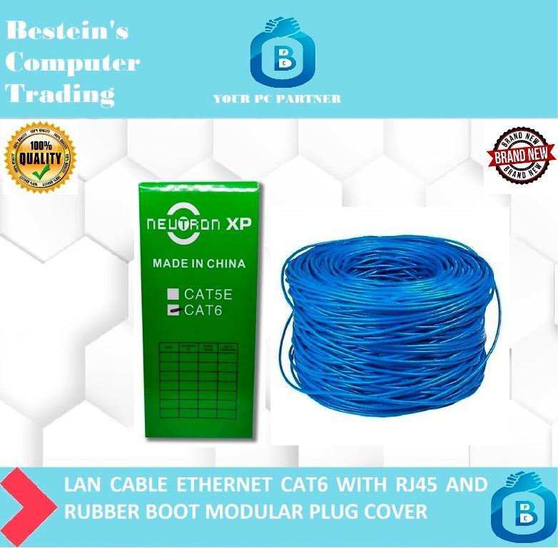 LAN CABLE ( 20 meters) ETHERNET CAT6 WITH RJ45 AND RUBBER BOOT MODULAR ...