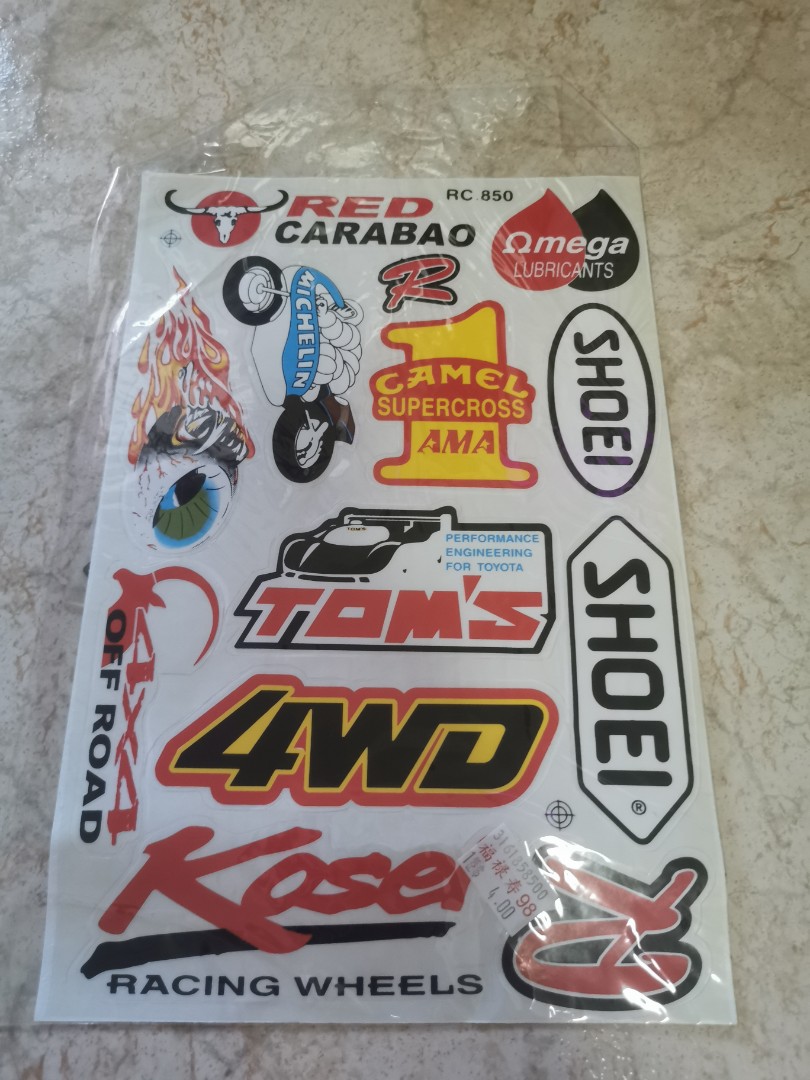Stickers - Red carabao omega lubricants shoei 4WD Kosei racing wheels ...