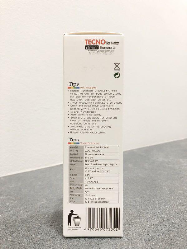 TECHNO Non-Contact Infrared Thermometer, Health & Nutrition ...