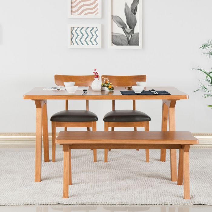 Kinsei Japandi Solid Wood 4 Seater Dining Set 1350, Furniture & Home ...