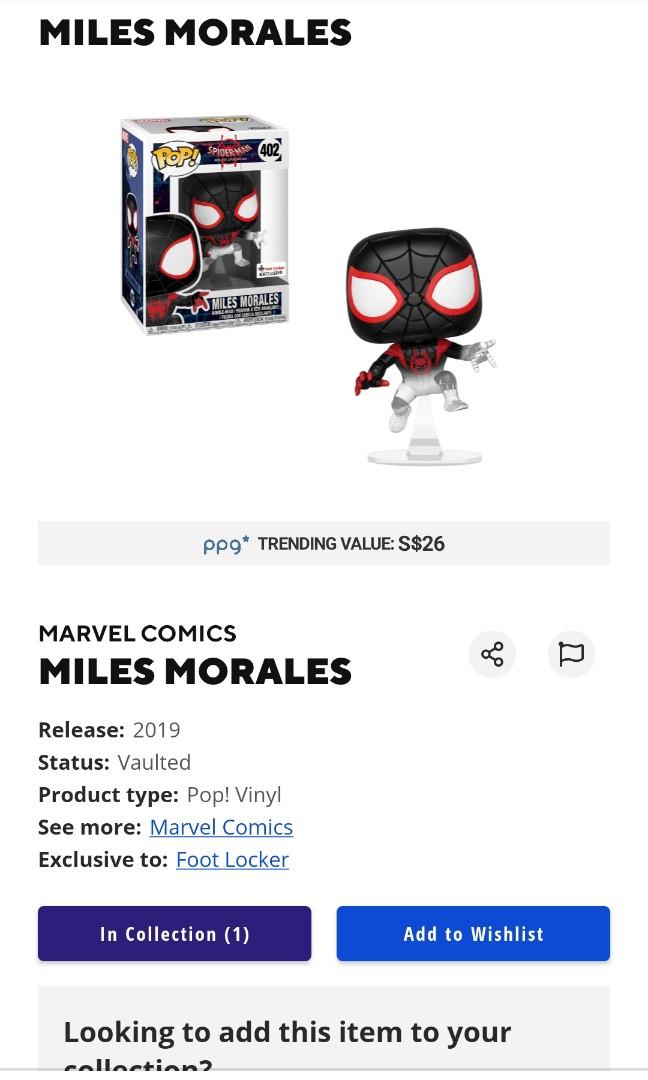 Vaulted- The Foot Locker Exclusive Miles Morales Spiderman Funko Pop ...