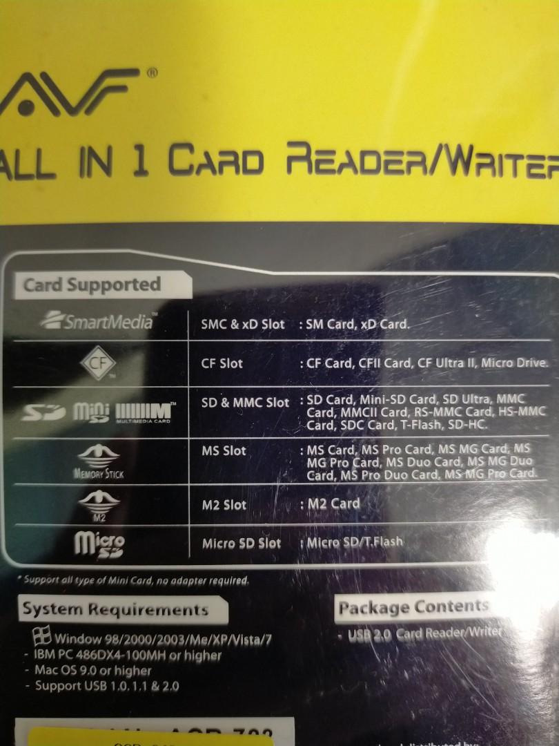 AVF ALL IN 1 USB 2.0 CARD READER, Computers & Tech, Parts & Accessories ...