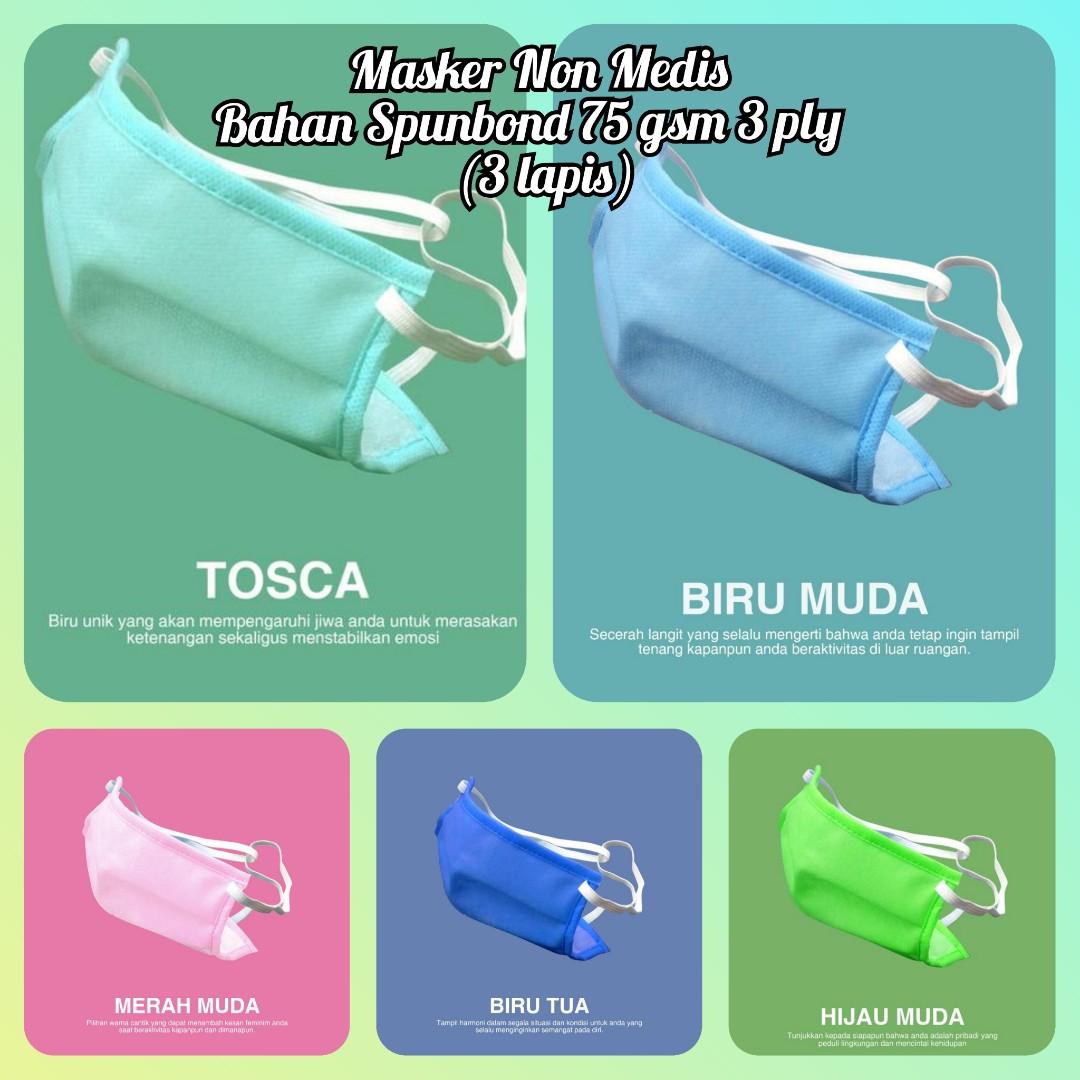 Ready Stock Masker Bahan Spunbond 75 gsm 3 Lapis Bisa Dicuci, Barang ...