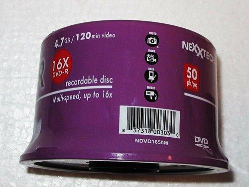 Nexxtech 16x DVD-R 4.7GB 120 Min Video Multi-Speed, up to 16x, 100% ...