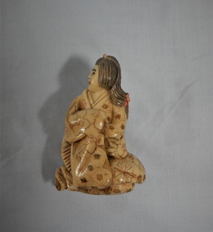 Antique hand carved Japanese netsuke Geisha resin mid 1900s, Hobbies ...