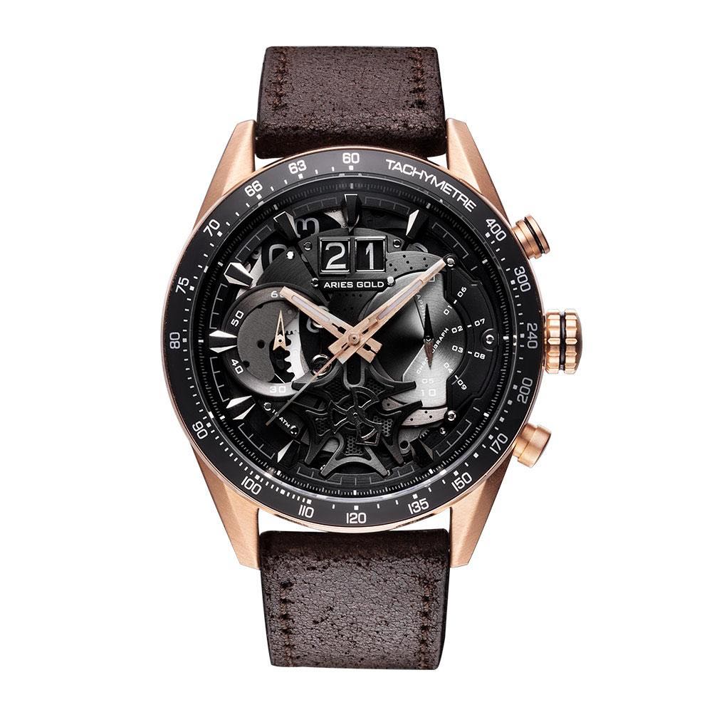 ARIES GOLD CHRONOGRAPH JOLTER ROSE GOLD STAINLESS STEEL G 7008 RG-BK ...