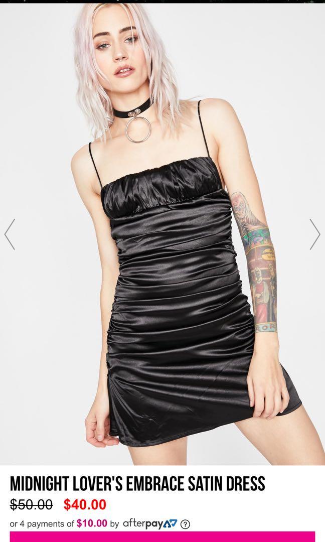 Black Ruched Mini Dress (Dollskill), Women's Fashion, Dresses & Sets ...