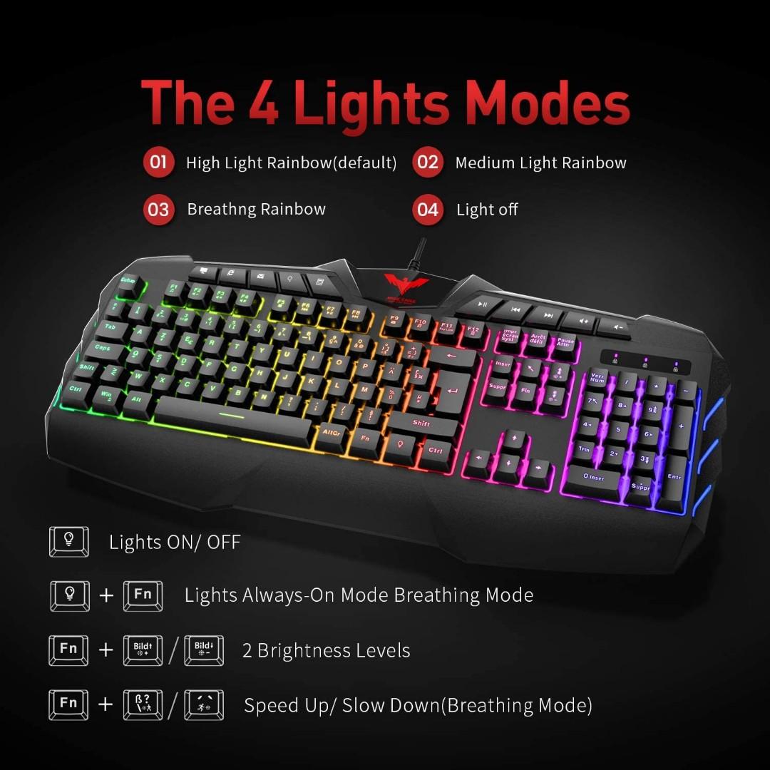 BNIB Magic Eagle HAVIT HV-KB391L FR Layout Keyboard ,LED 104 Keys USB ...