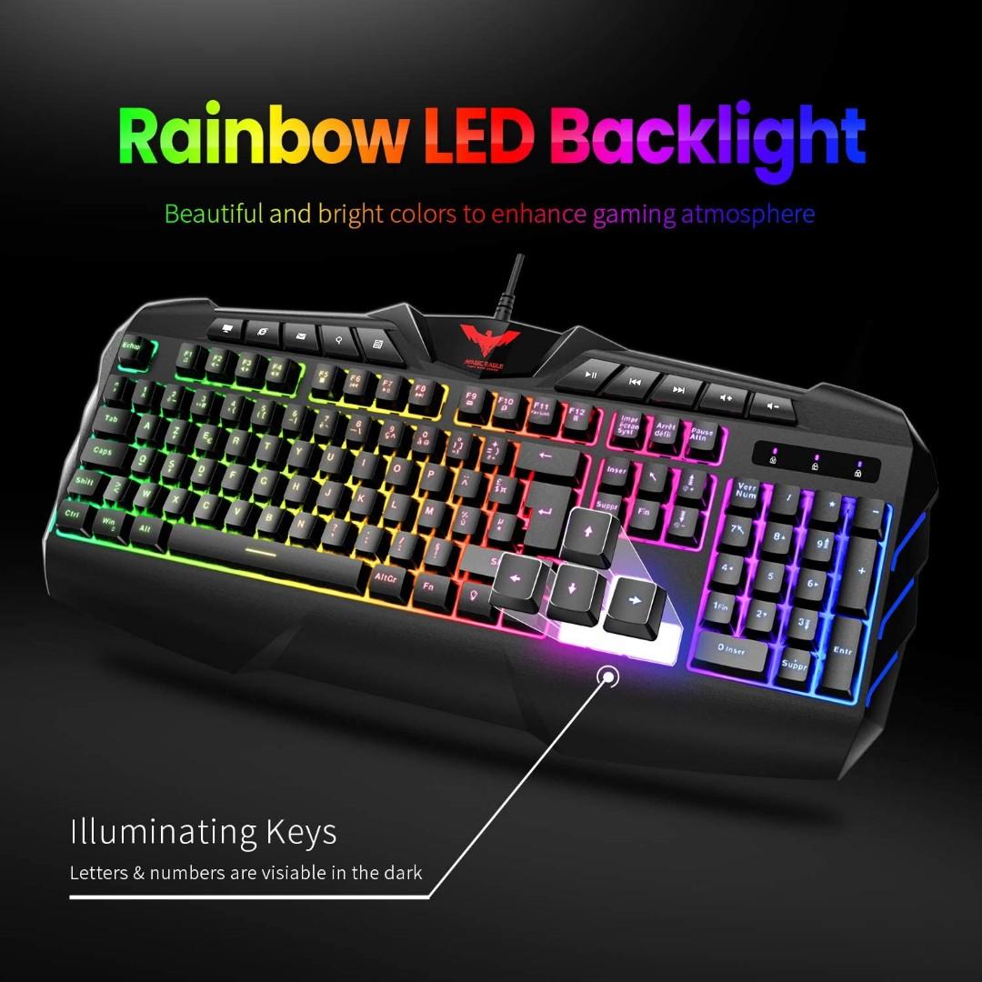 BNIB Magic Eagle HAVIT HV-KB391L FR Layout Keyboard ,LED 104 Keys USB ...