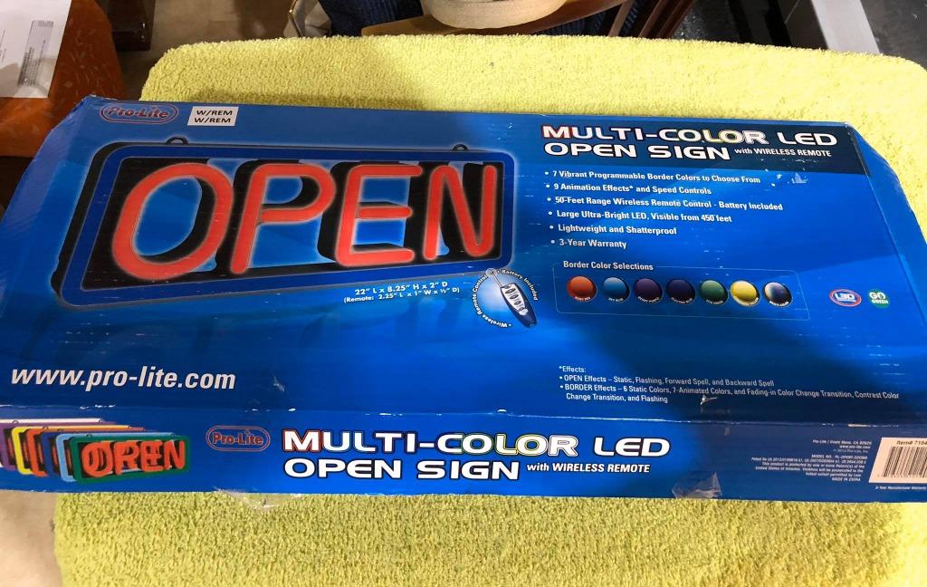 Pro-Lite Ultra Bright Electronic LED Neon Multi-Color Open Sign ...