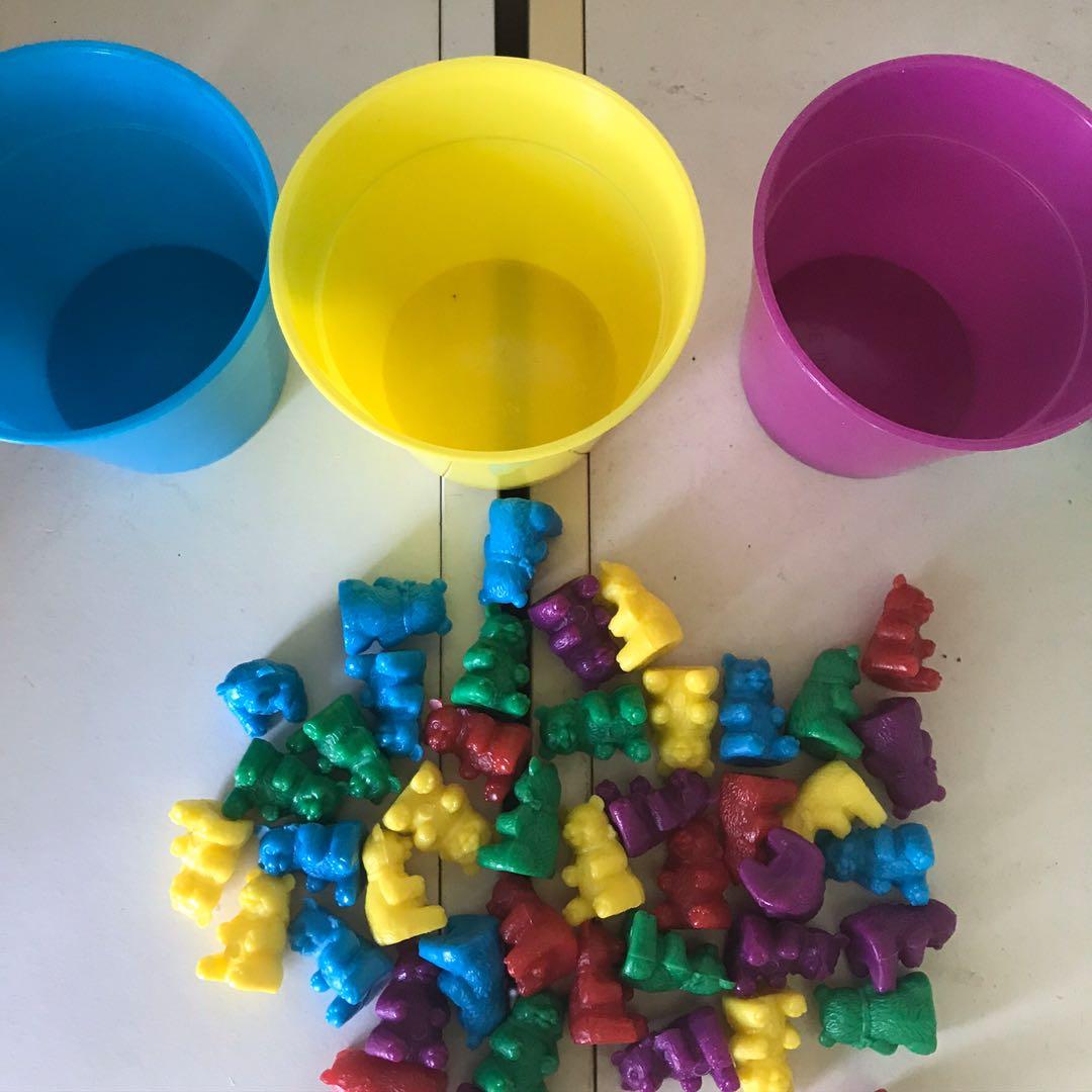 Rainbow Counting Bears with Matching Sorting Cups, Hobbies & Toys, Toys ...