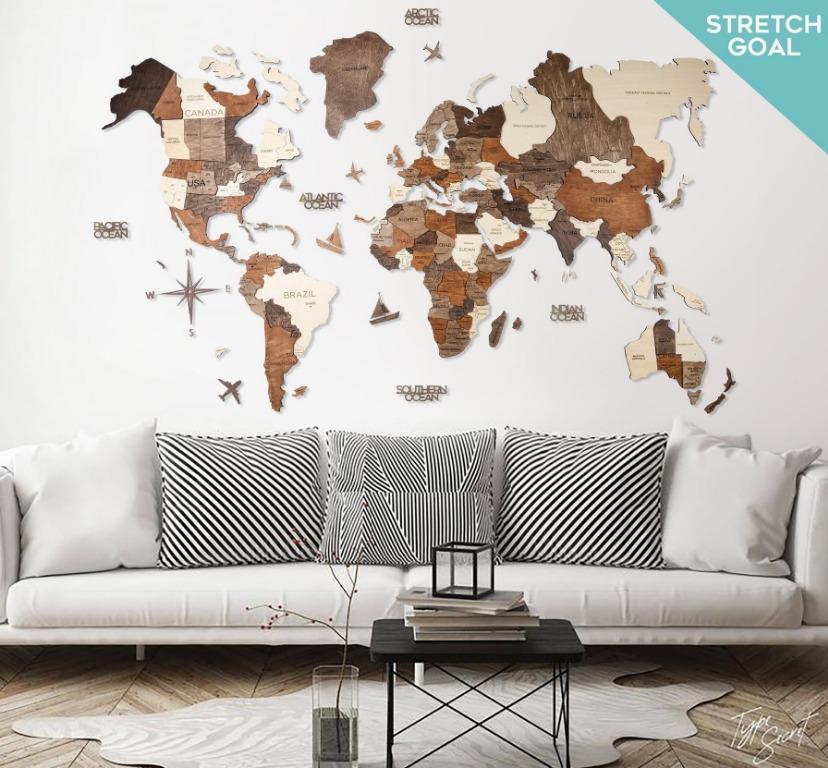 Designer World Map (Ready stock), Furniture & Home Living, Furniture ...