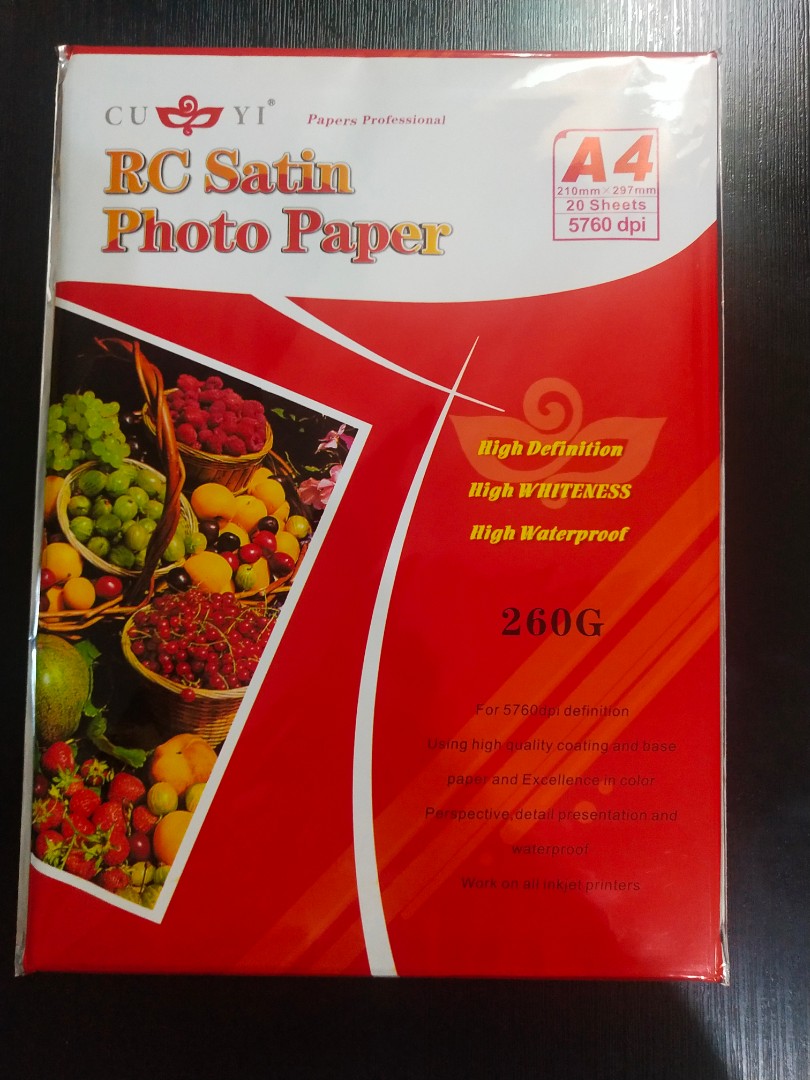 A4 Cuyi RC Satin PhotoPaper /min 3 packs., Hobbies & Toys, Stationary ...