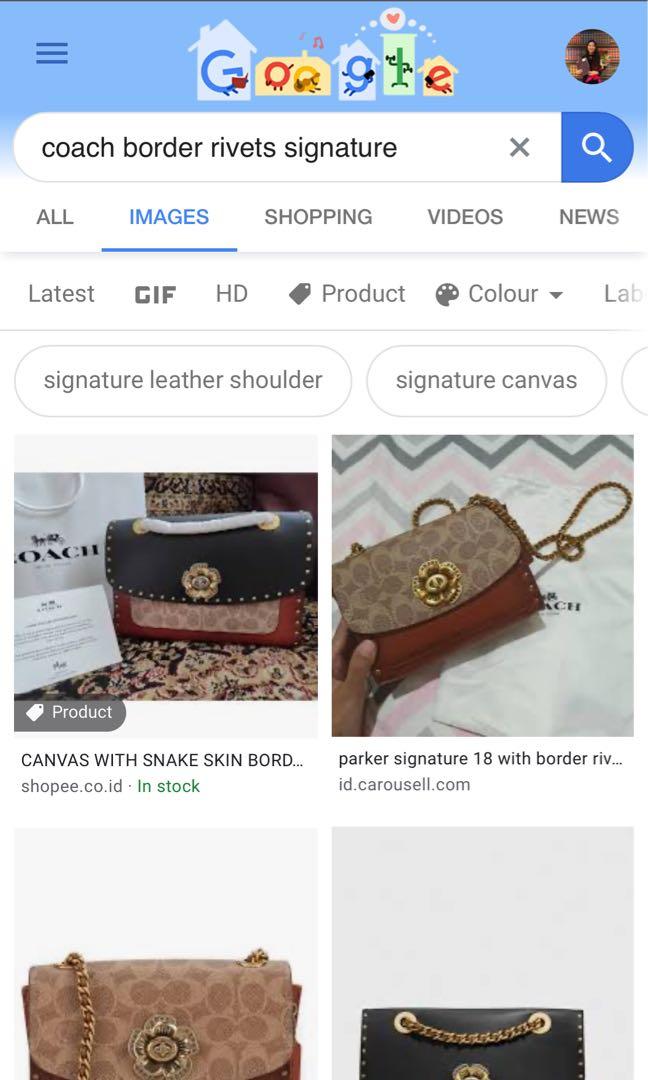 Coach Border Rivets Signature Crossbody Bag Authentic, Barang Mewah ...