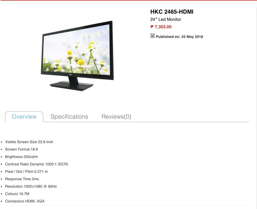 HKC 24" HDMI LED MONITOR, Computers & Tech, Parts & Accessories, Monitor Screens on Carousell