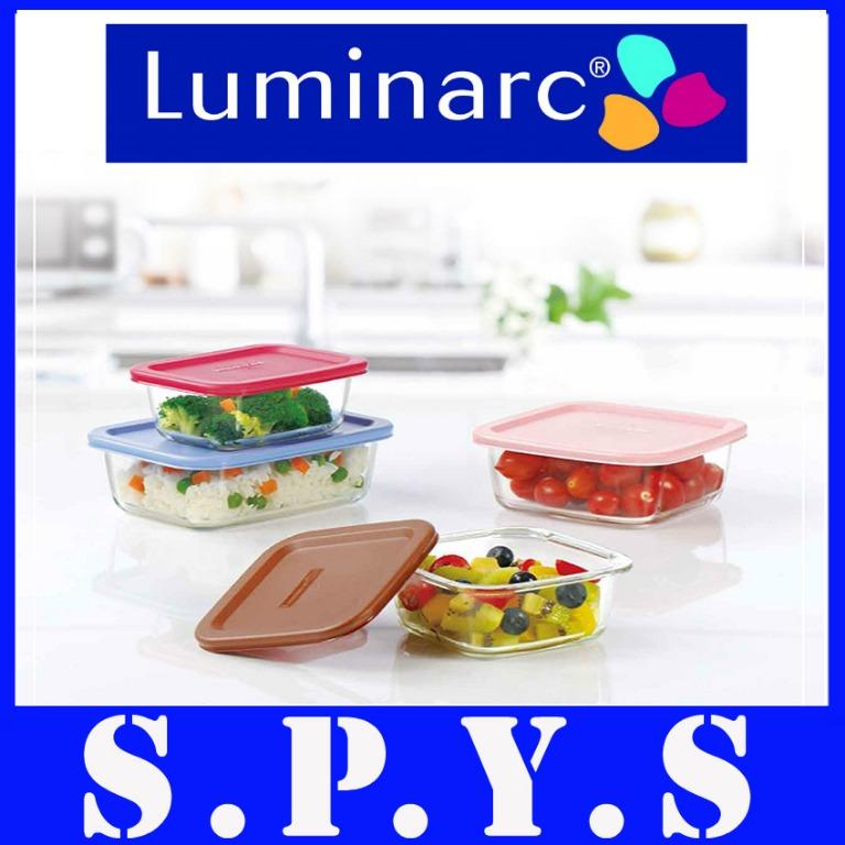 Luminarc Storage Set. Model: L7945. 8 Pcs Set (4 Glass Containers + 4 ...