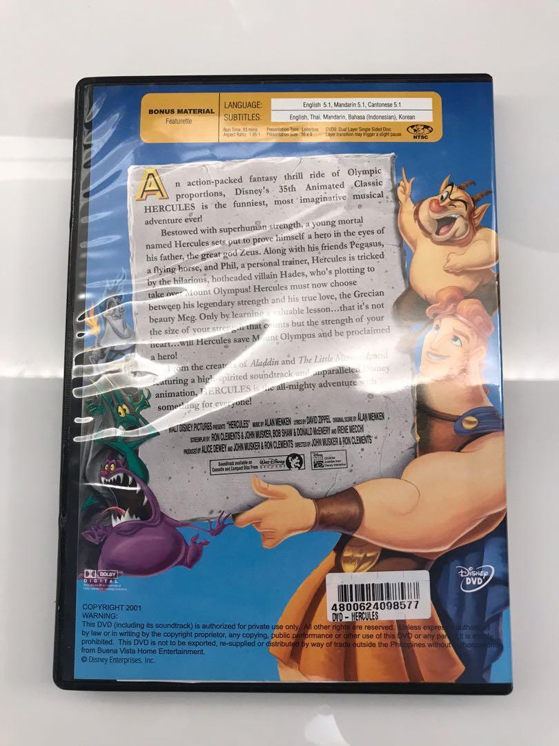 Hercules Animated Film Region 3 DVD (1 Disc), Hobbies & Toys, Music ...