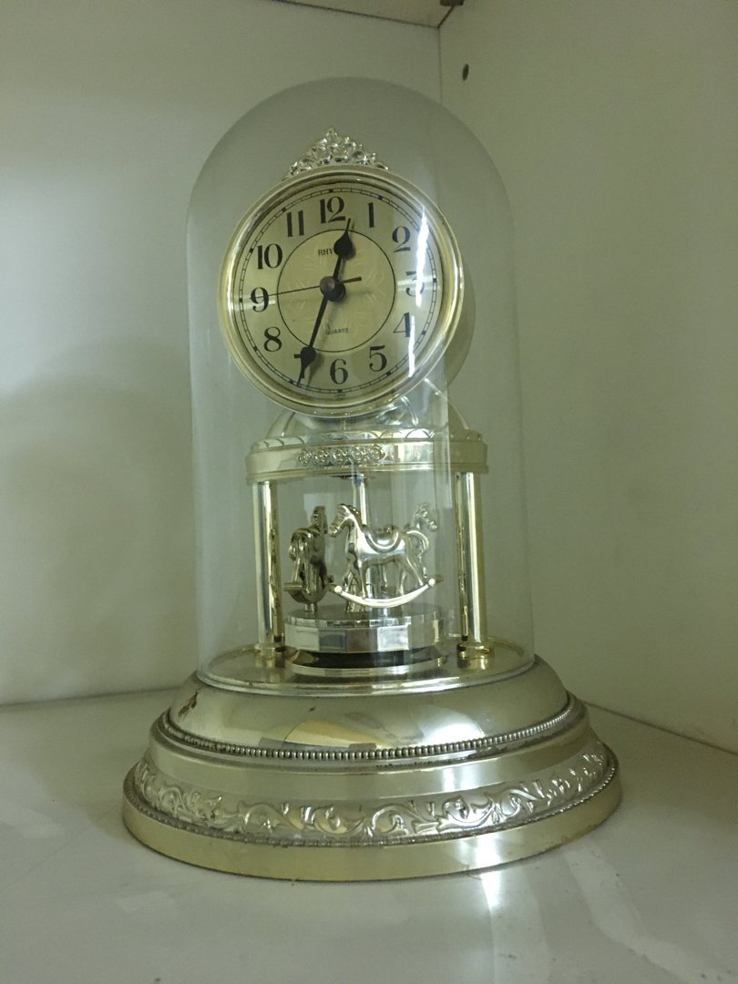 Merry-go-round bell-jar clock, Vintage & Collectibles, Vintage ...