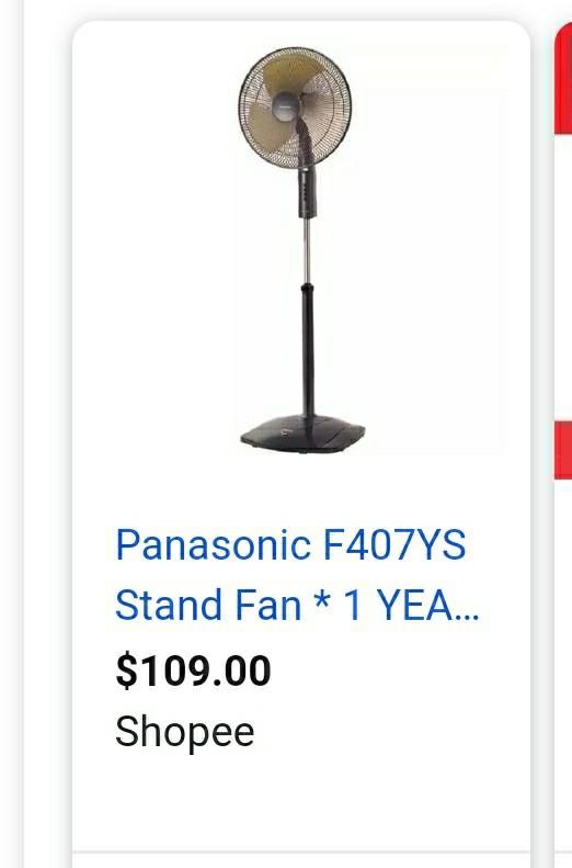Panasonic Electric Fan F-407YS Stand Fan, Furniture & Home Living ...