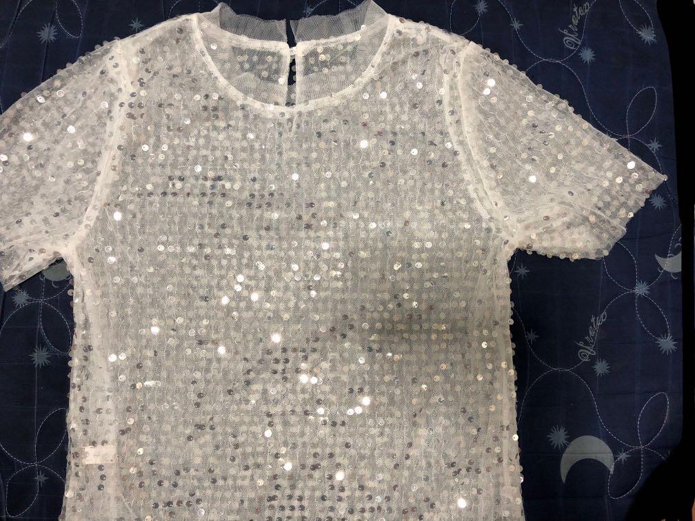 Sequence top shiny #puregoldgc, Women's Fashion, Dresses & Sets ...
