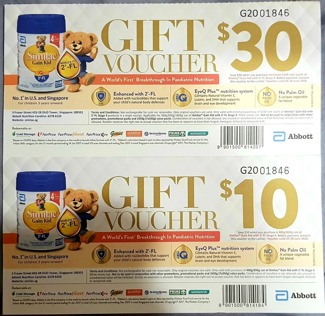 Similac gift voucher, Babies & Kids, Bathing & Changing, Diapers & Baby ...